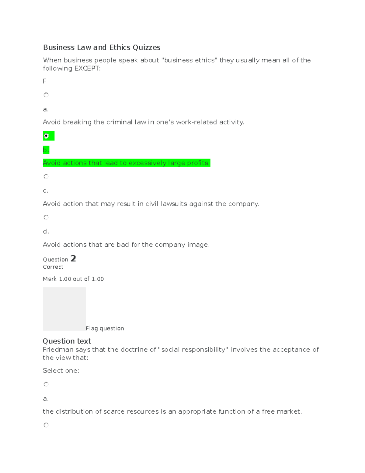 Business Law and Ethics Quizzes - Avoid breaking the criminal law in ...