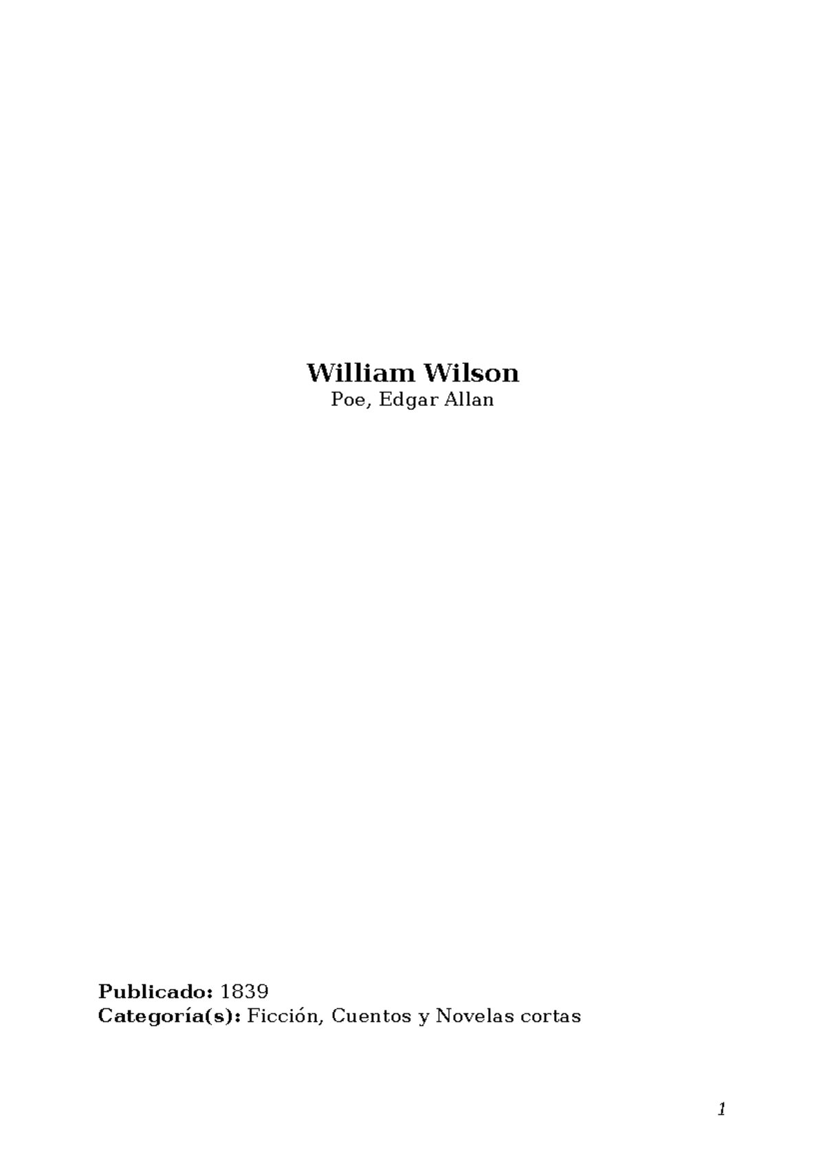 131. William Wilson Autor Edgar Allan Poe - William Wilson Poe, Edgar ...