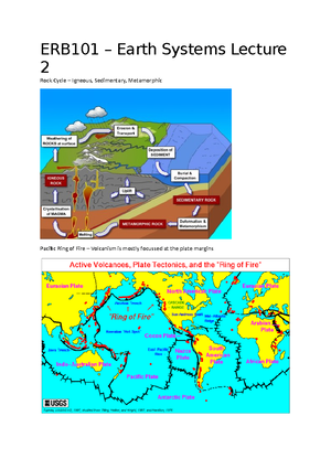 ERB101 Lecture 5 - ERB101 – Earth Systems Lecture 5 Sedimentary Rocks ...