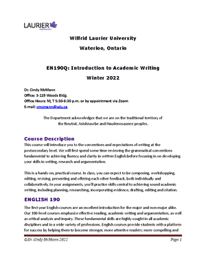 BI196 Tutorial Syllabus Winter 2022 - 1 Tutorial Syllabus BI196 Practical Skill for Biologists ...