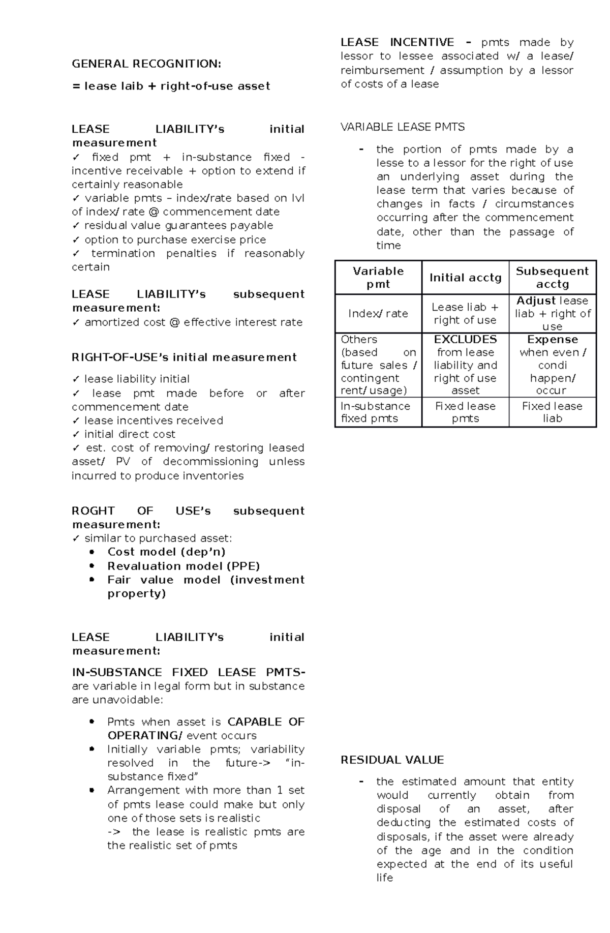 intermediate Accounting 2- semis topic-lease - GENERAL RECOGNITION ...