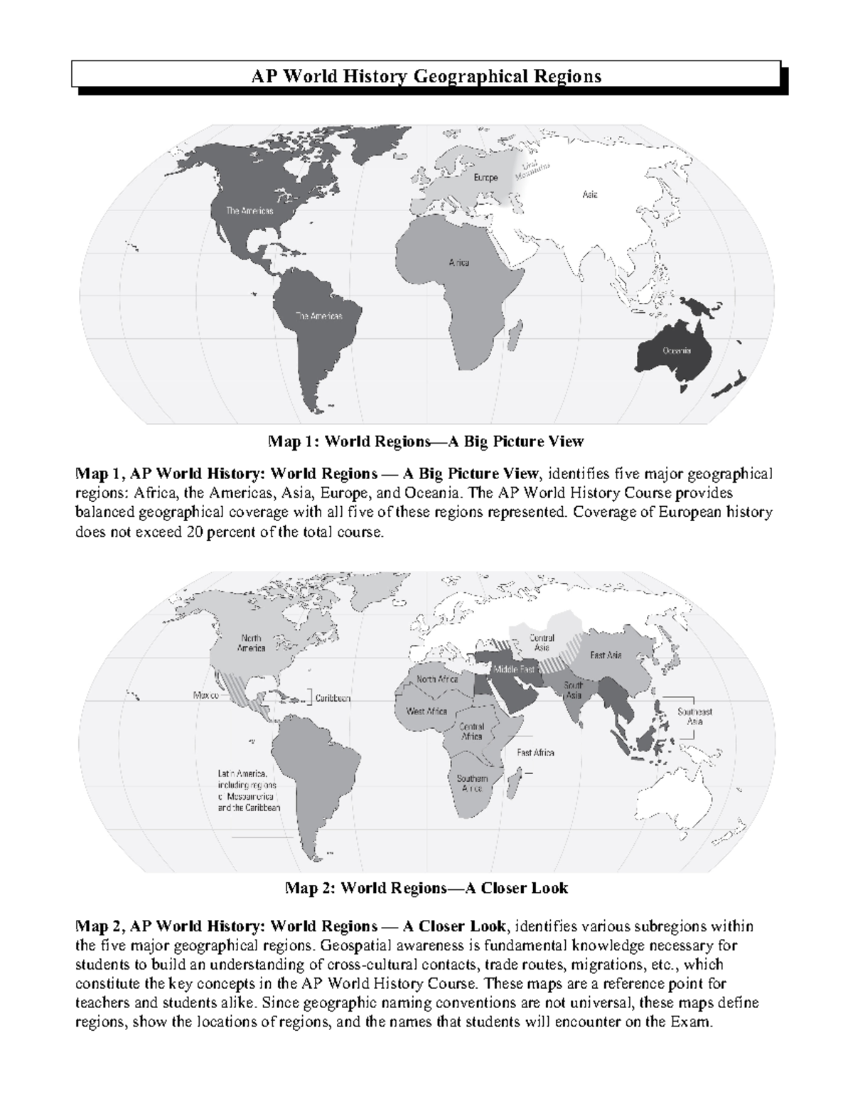 AP Region Map - Notes - AP World History Geographical Regions Map 1, AP ...