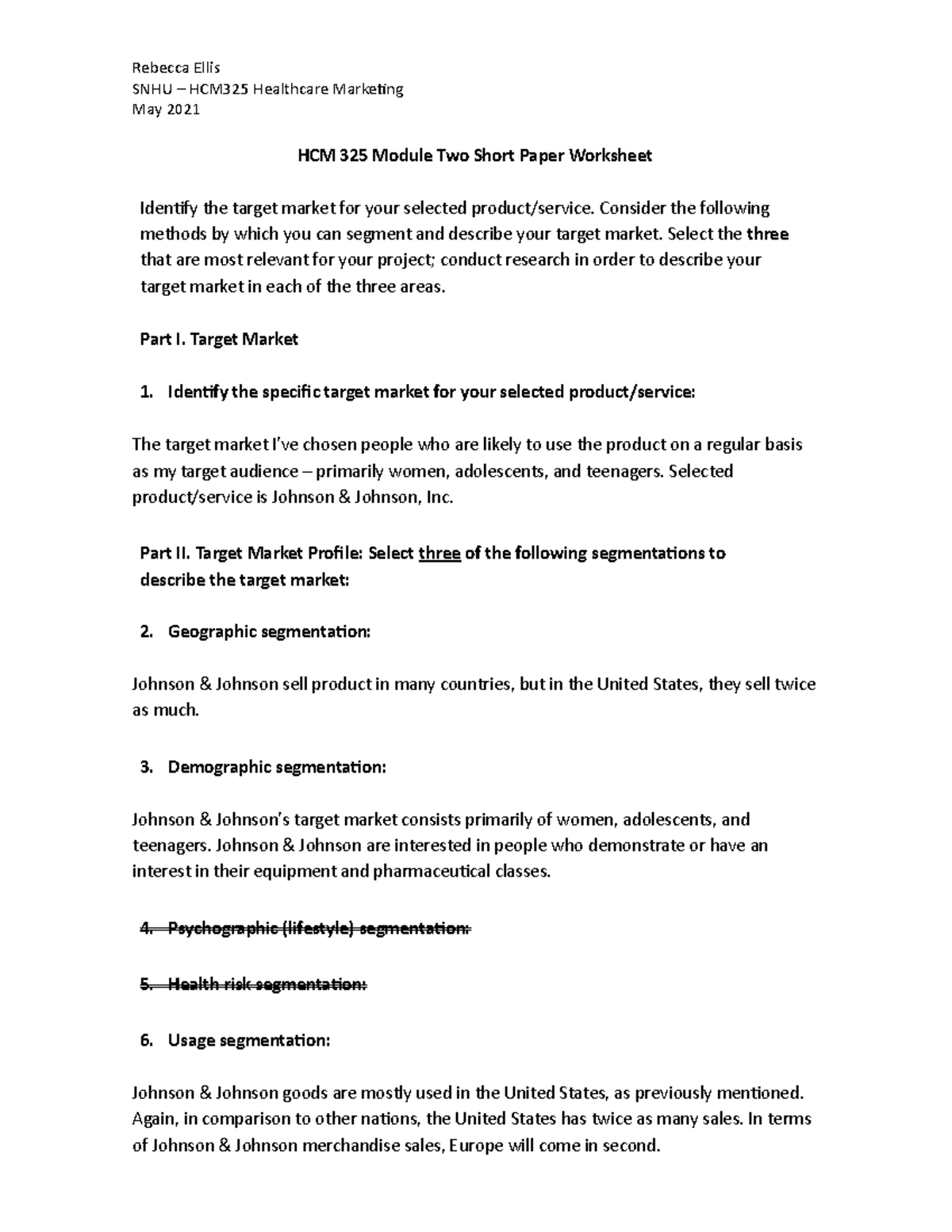 HCM 325 Module Two Short Paper Worksheet Rellis - Rebecca Ellis SNHU ...