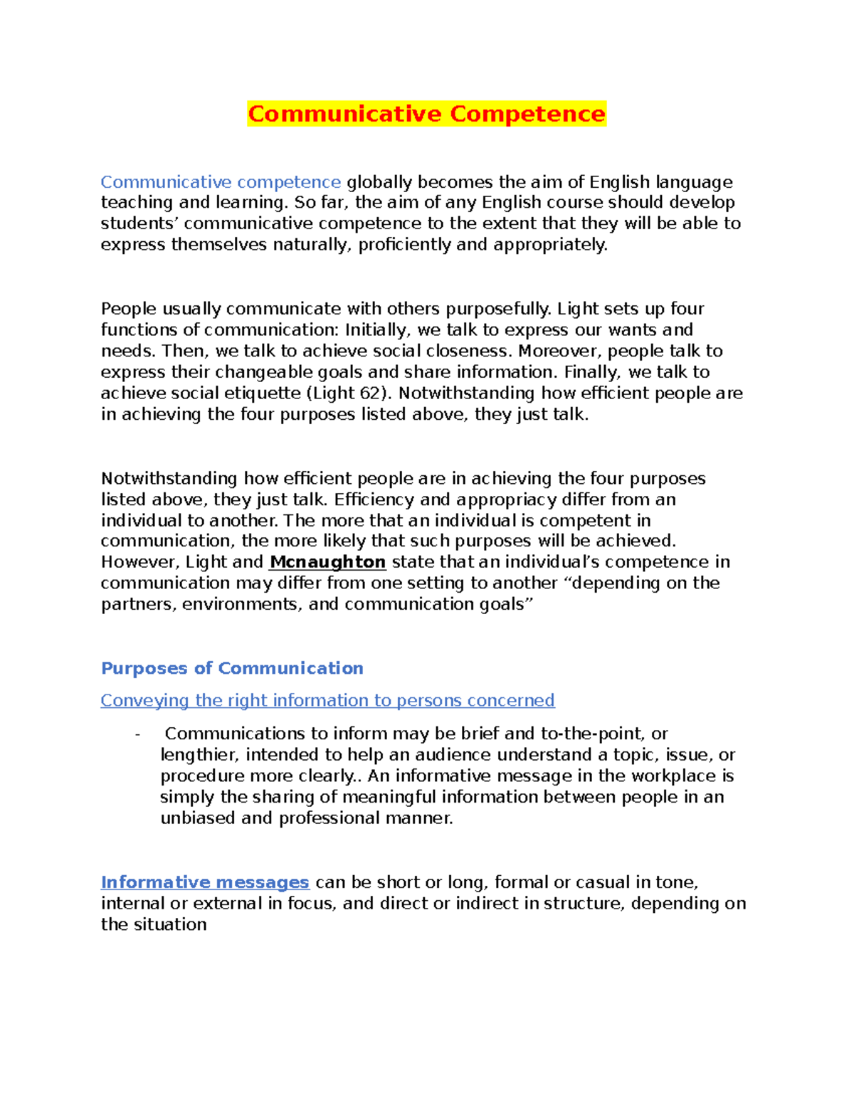 Communicative Competence - Teaching and Assessment of Macroskills ...