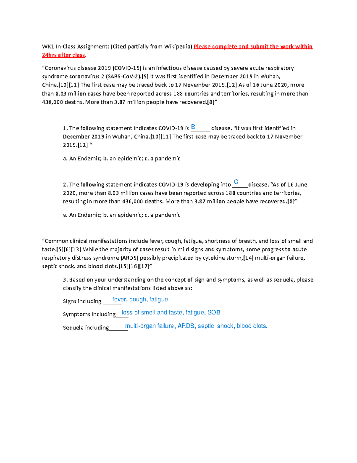 WK1 In Class Assignment - WK1 In-Class Assignment: (Cited partially ...