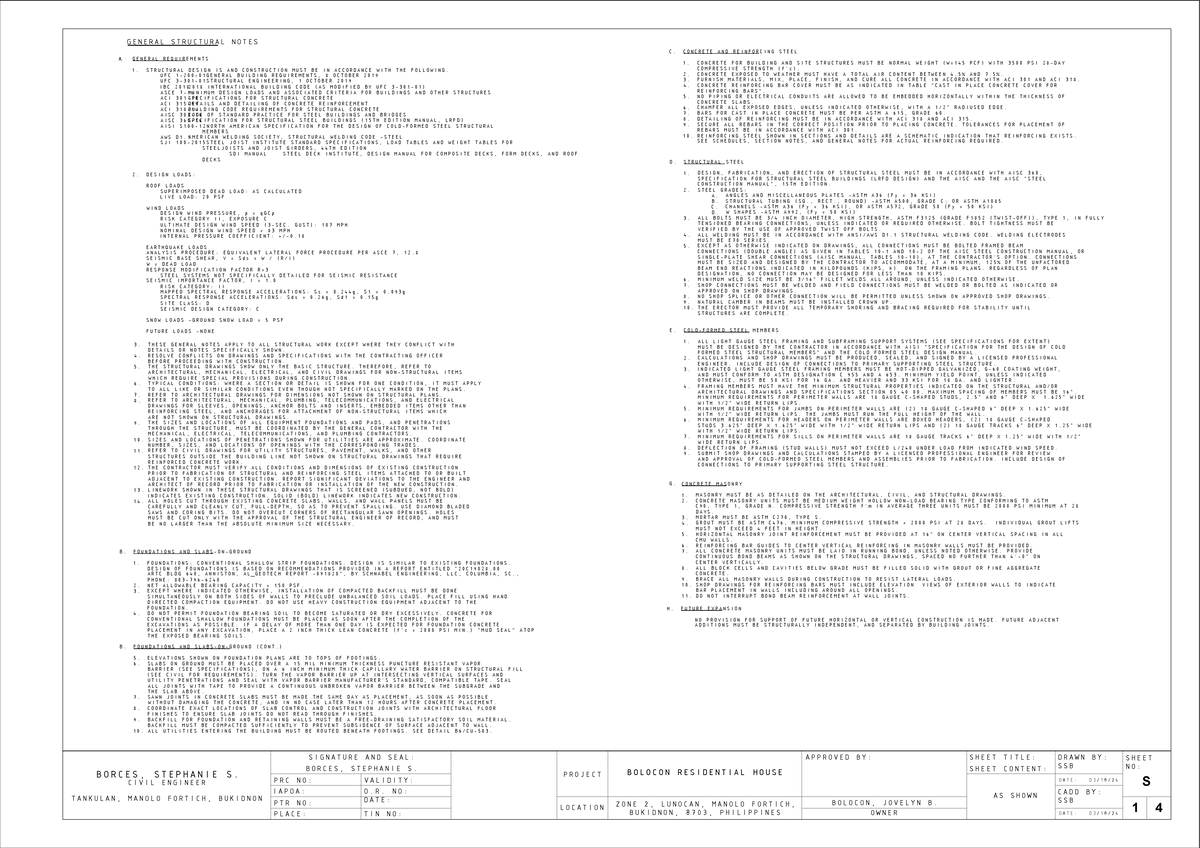 UH - plans - GENERAL STRUCTURAL NOTES A. GENERAL REQUIREMENTS 1 ...