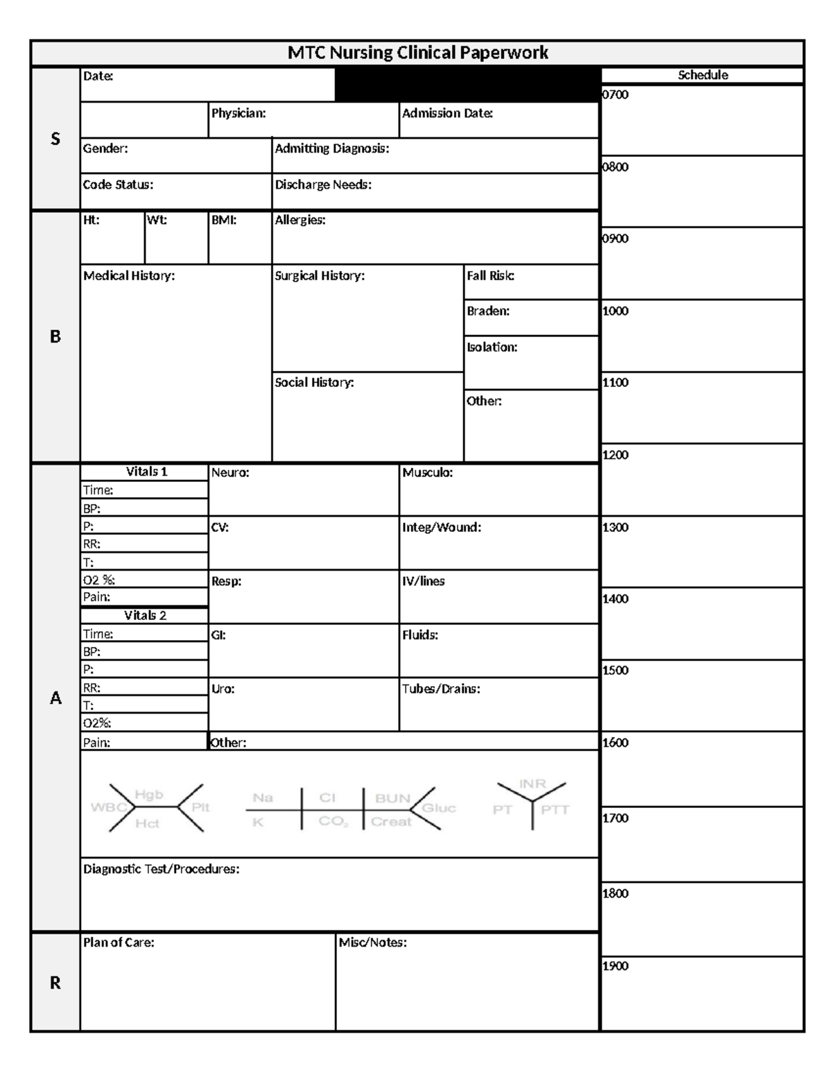 Nur 134 Updated Clinical Paper Work Level 1 (002) - MTC Nursing ...