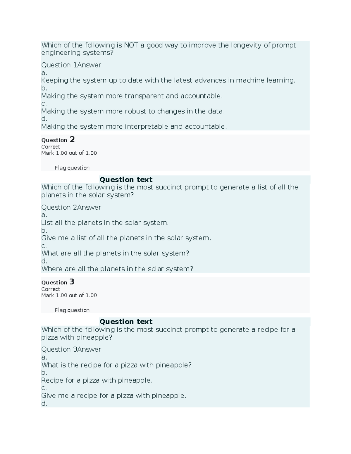 Ai prompt prelim lab quiz 1 - Which of the following is NOT a good way ...