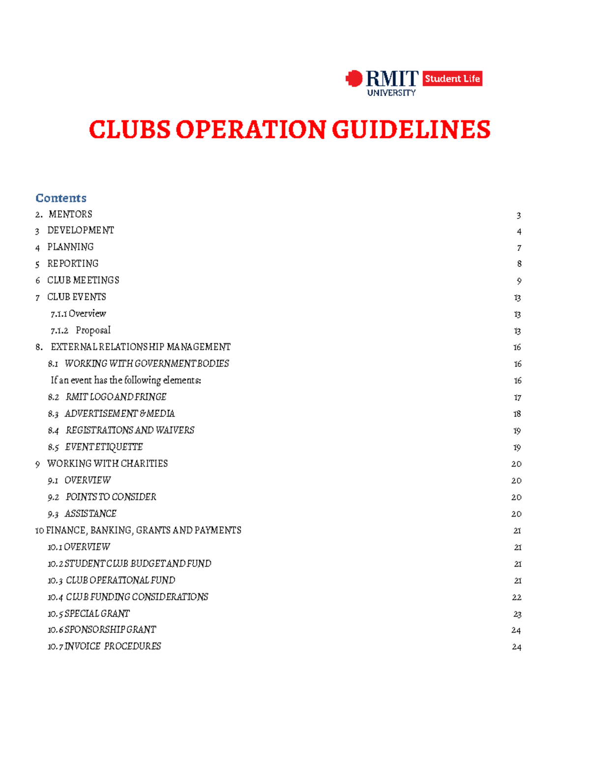 NEW Clubs Operation Guideline - CLUBS OPERATION GUIDELINES Contents 2 ...