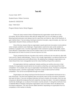 QHT1- task 1 Sample - WGU Memo To: Supervisor From: Name Date: October ...