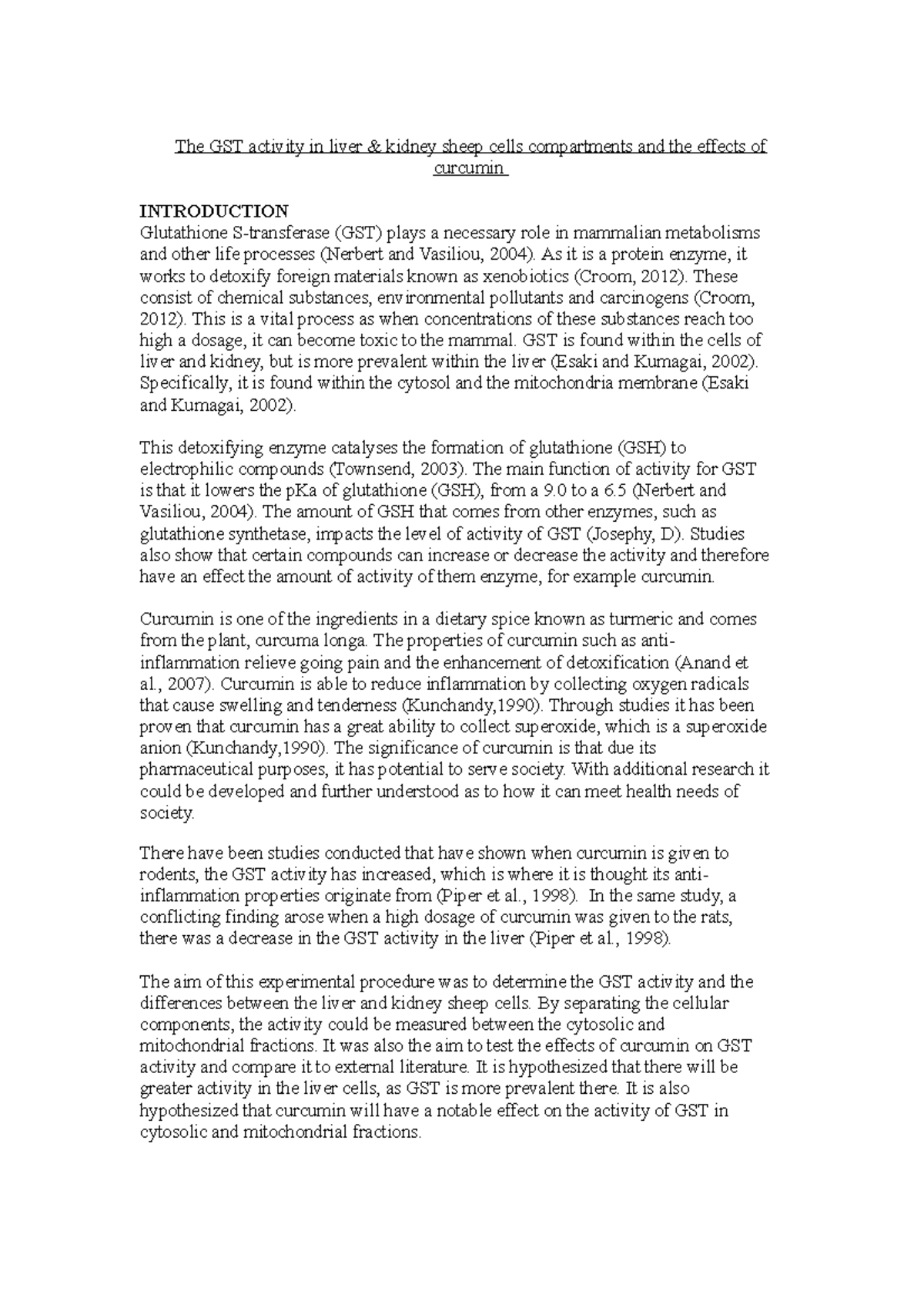 GST activity report - The GST activity in liver & kidney sheep cells ...