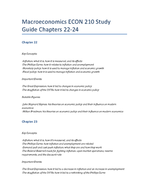 Macroeconomics ECON 210 Study Guide Chapters 10-12 - Macroeconomics ...