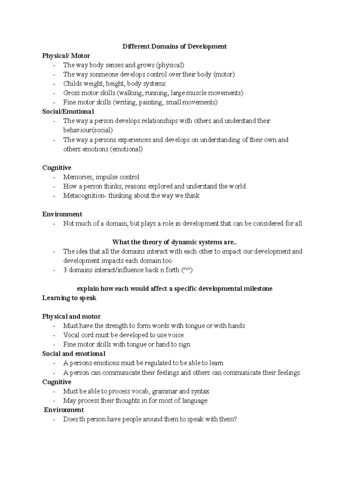The child review - Different Domains of Development Physical/ Motor The ...