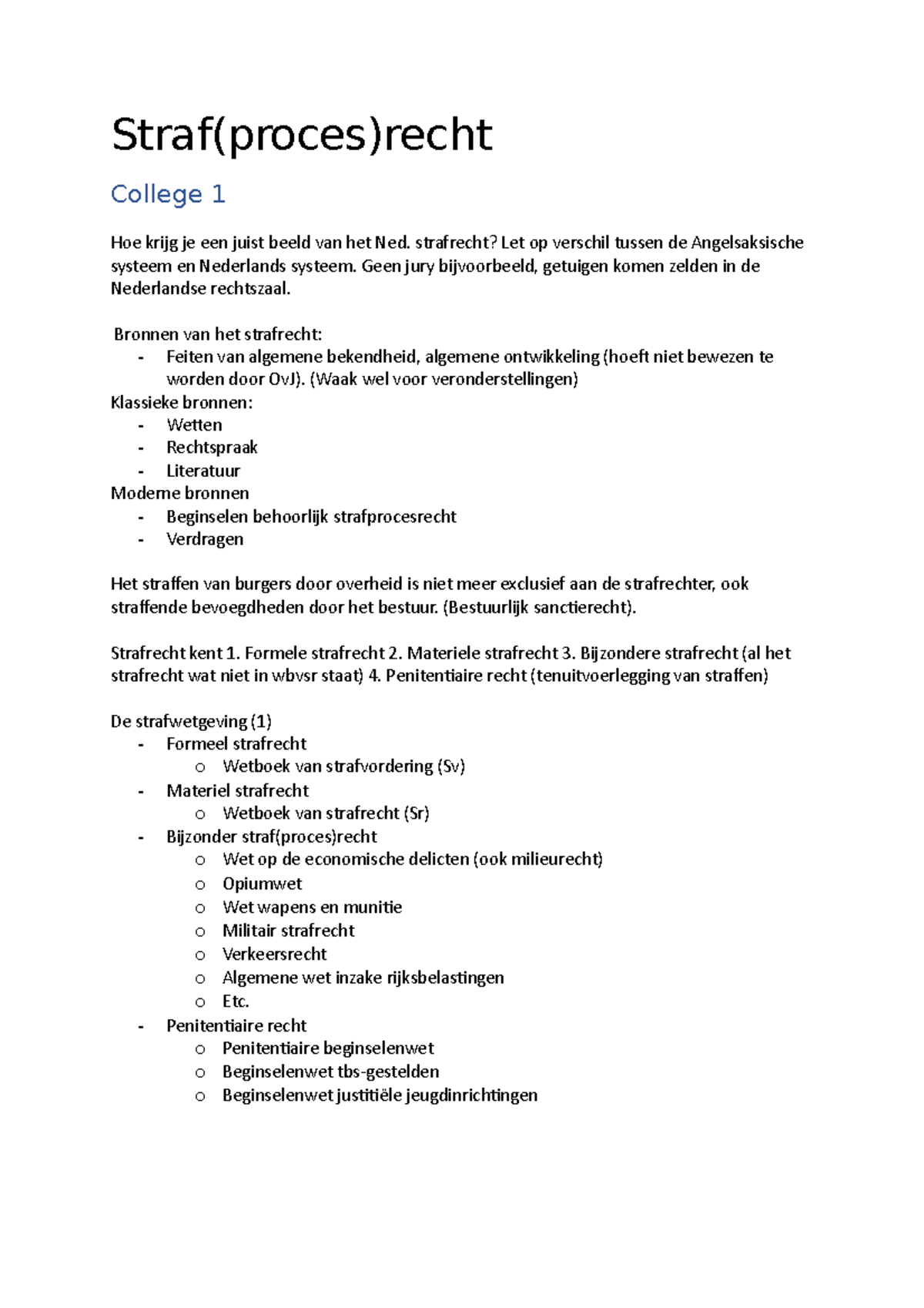 Straf- en strafprocesrecht jaar 1 radboud universiteit. - Straf(proces ...