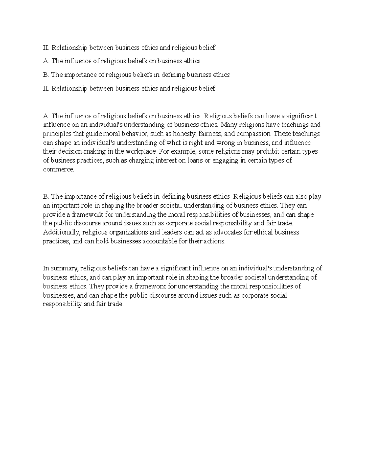 Business ethics and religious belief 2 - II. Relationship between ...