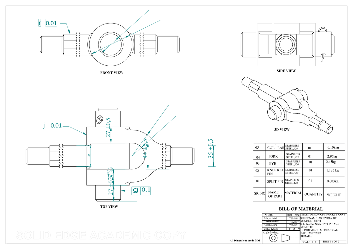 2D assembly - Vbhh - r 0. j 0. FRONT VIEW SIDE VIEW 3D VIEW g 0. TOP ...