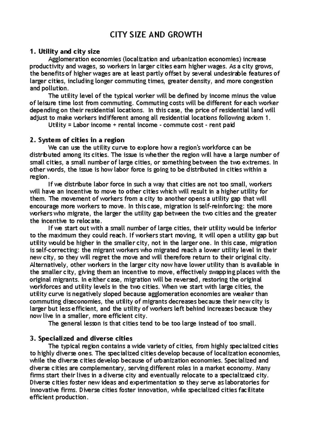 Apuntes, lecciones 4 - city size and growth - CITY SIZE AND GROWTH 1 ...