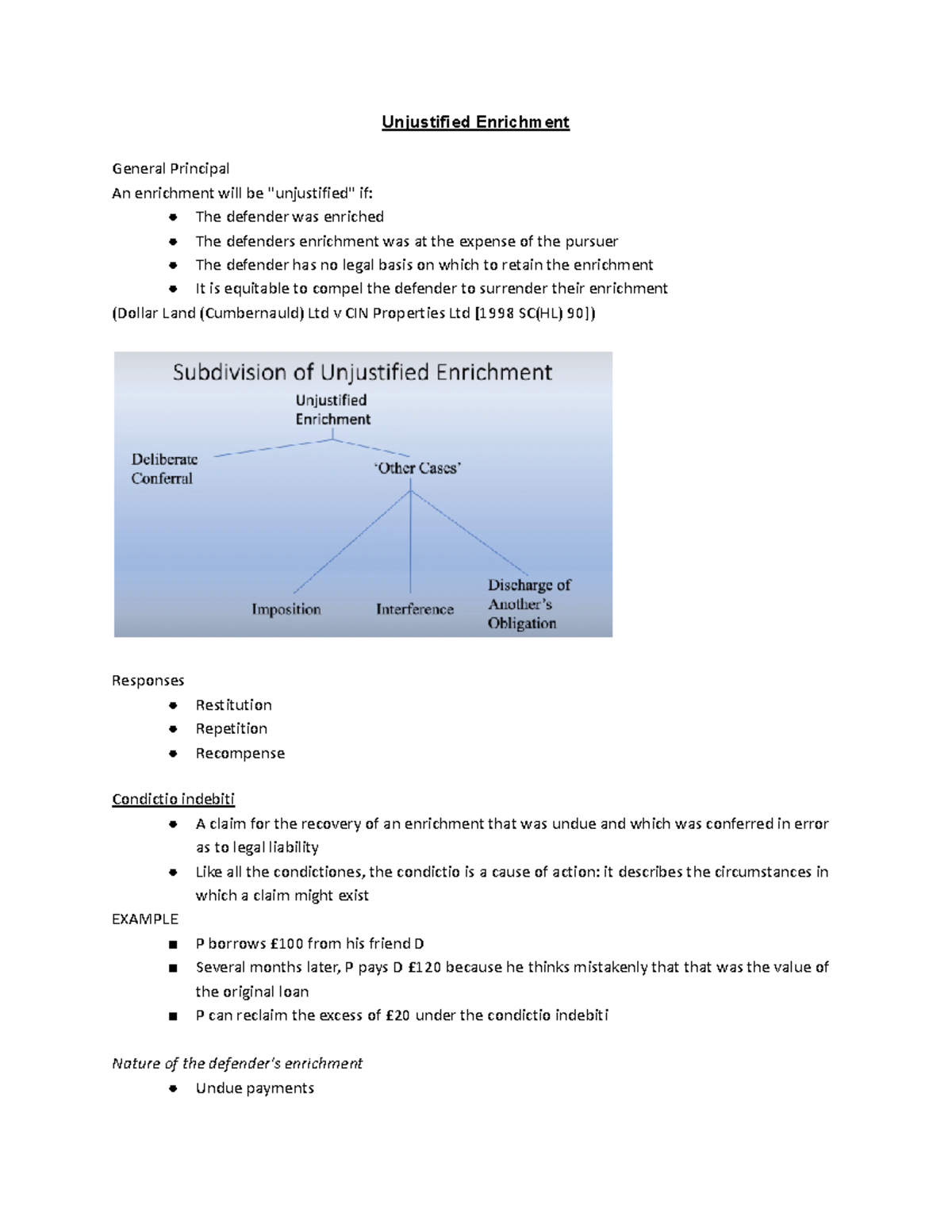 Unjustified Enrichment - an agreement to marry) A mere unilateral ...