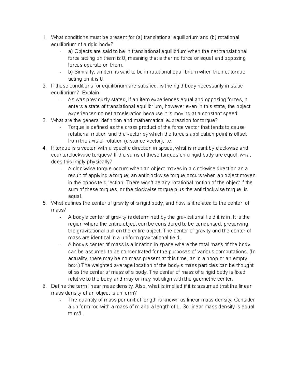 Lab 10 prelab - Torques, Equilibrium, and Center of Gravity - PHYS 1301 ...