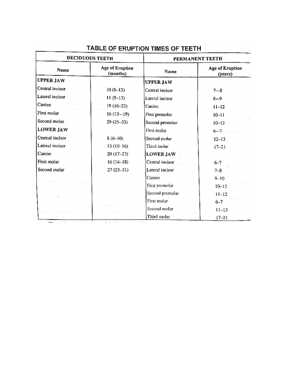 Table of teeth - Biology - DIGESTION SUMMARY - Studocu