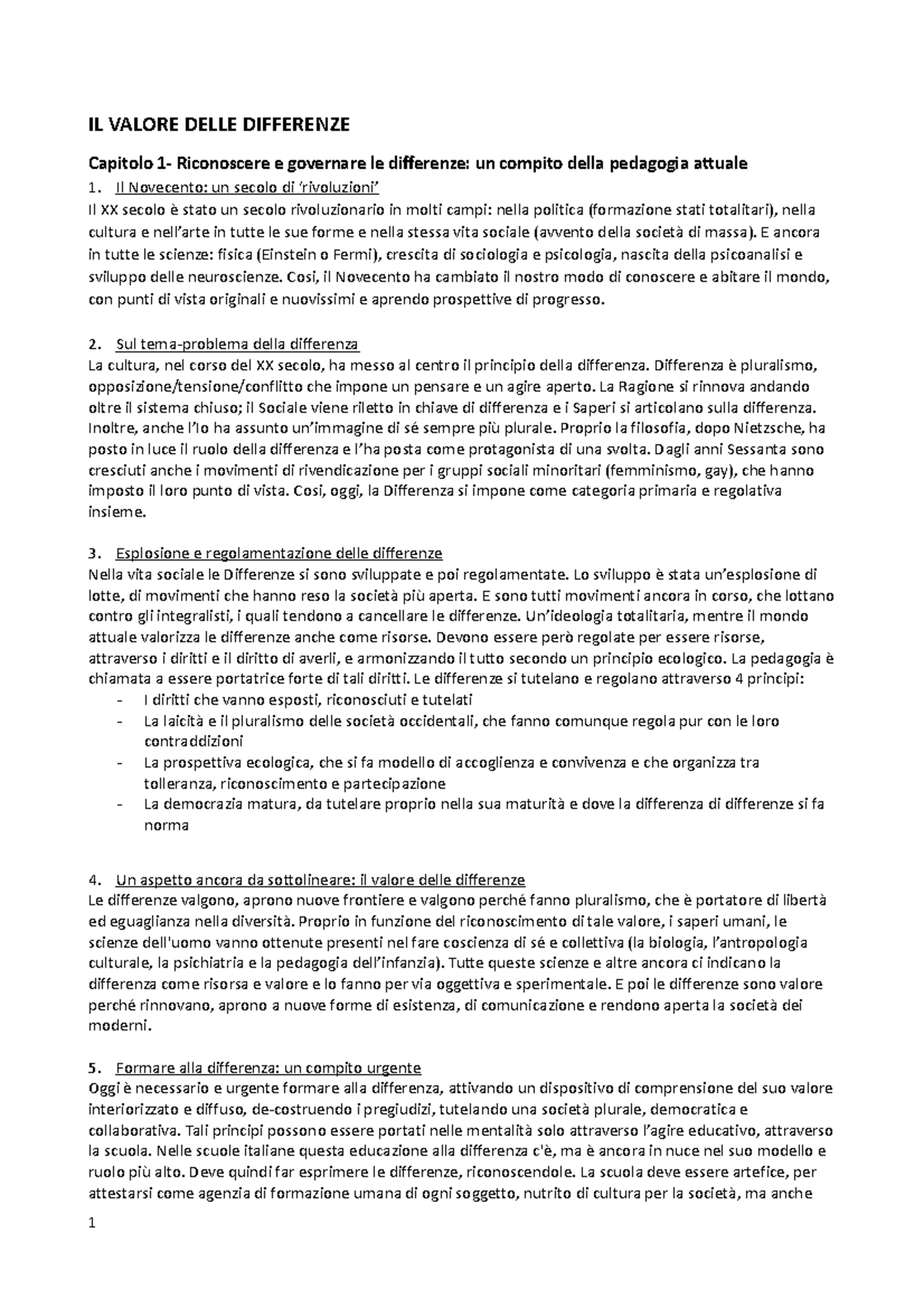 IL Valore Delle Differenze - Riassunto - IL VALORE DELLE DIFFERENZE Capitolo 1- Riconoscere e ...