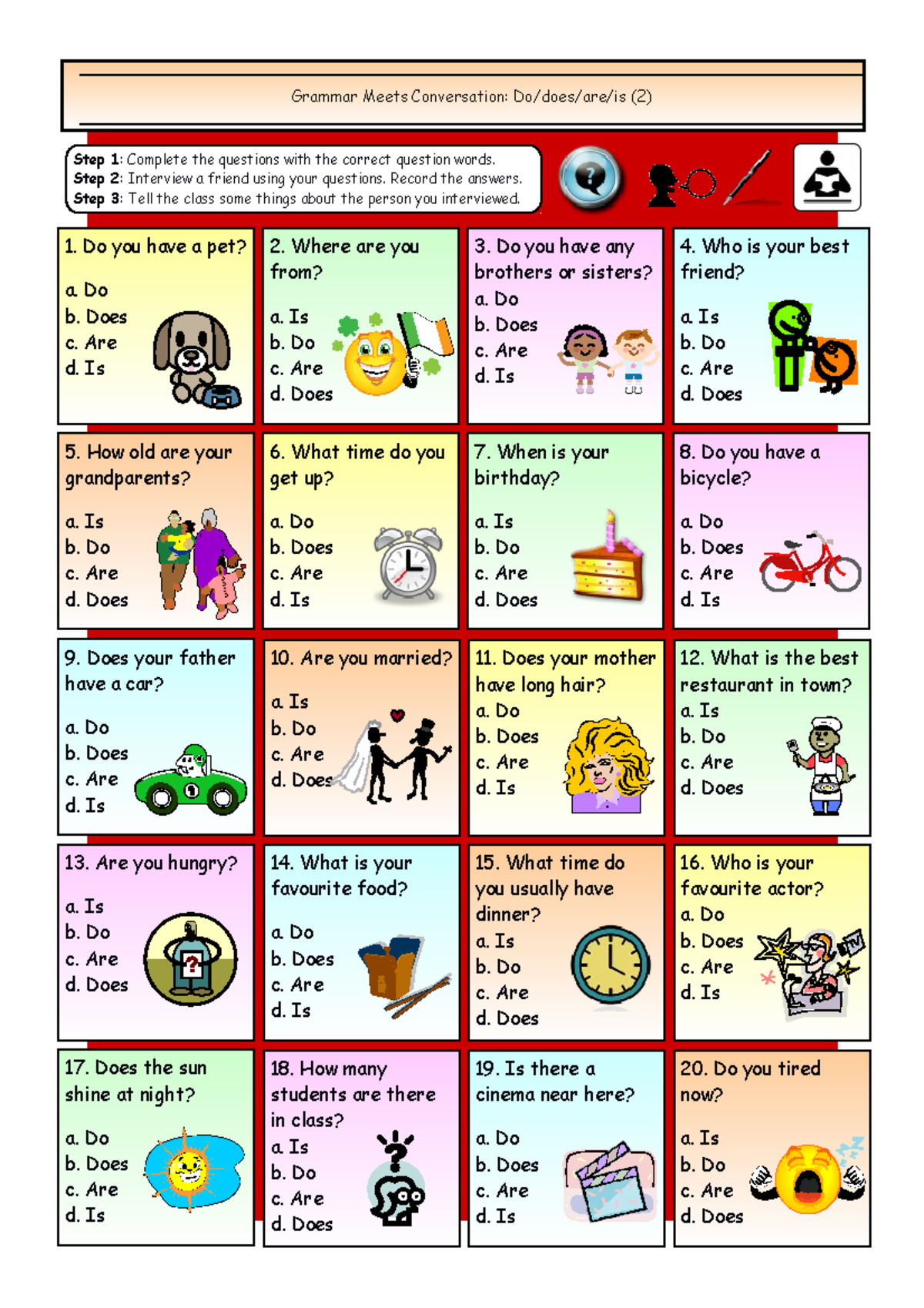 Do does - Grammar Meets Conversation: Do/does/are/is (2) Step 1 ...