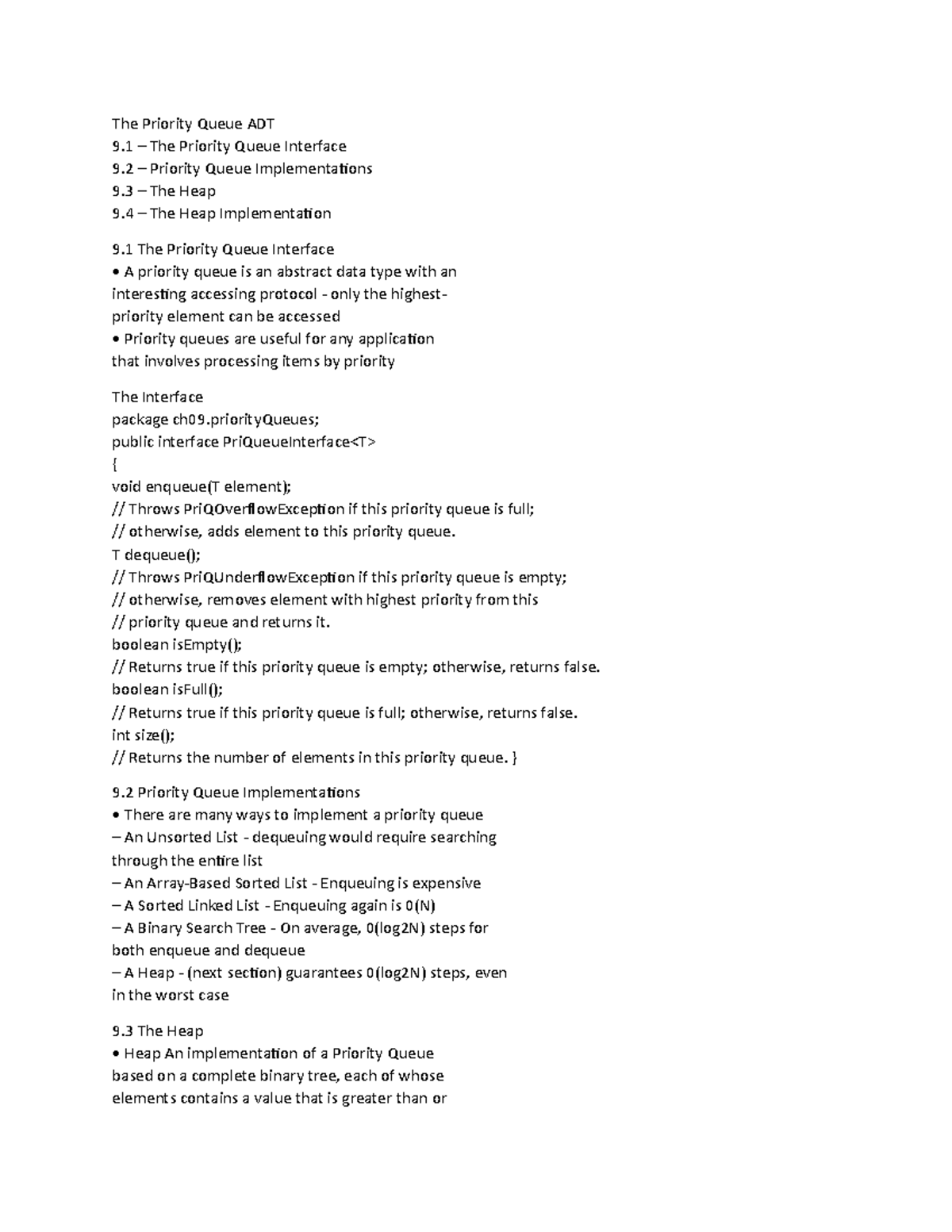 The Priority Queue Adt T Dequeue Throws Priqunderflowexception If This Priority Queue Is