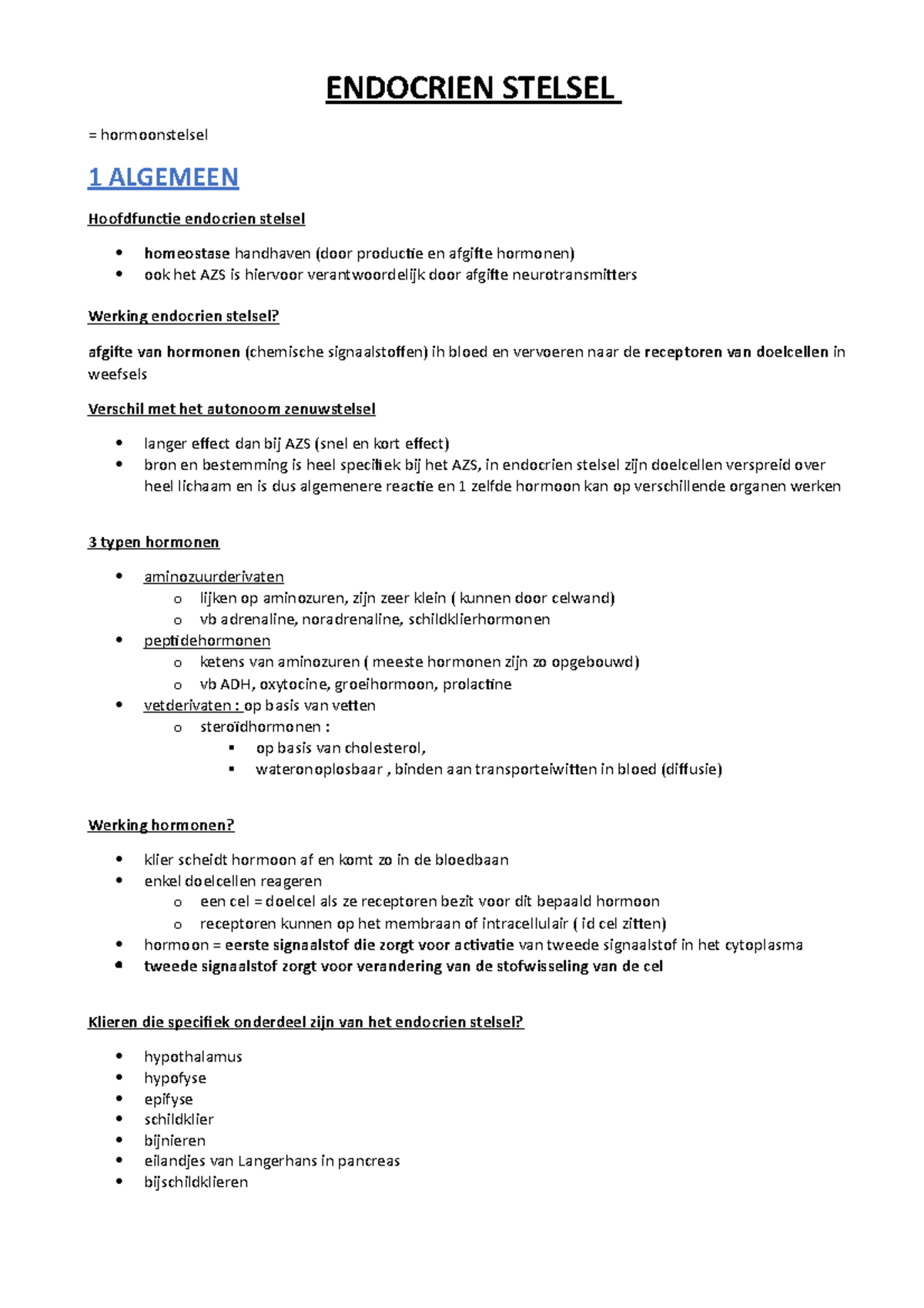 Endocrien Stelsel - onderdeel van anatomie en fysiologie - ENDOCRIEN ...