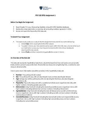 PSY 550 Module Four Worksheet m&a - PSY 550 Module Four Worksheet ...