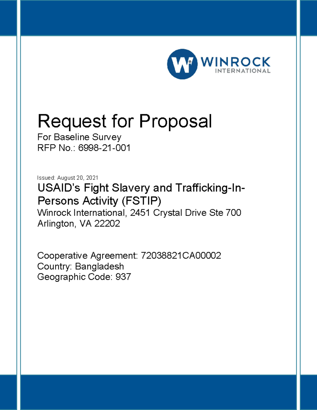 Baseline-RFP- Final - Request for Proposal For Baseline Survey RFP No ...