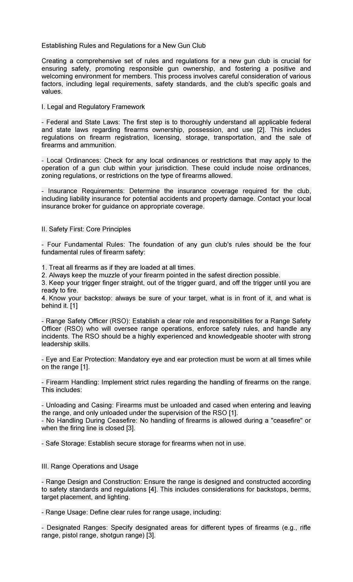 Establishing Rules and Regulations for a New Gun Club - This process ...