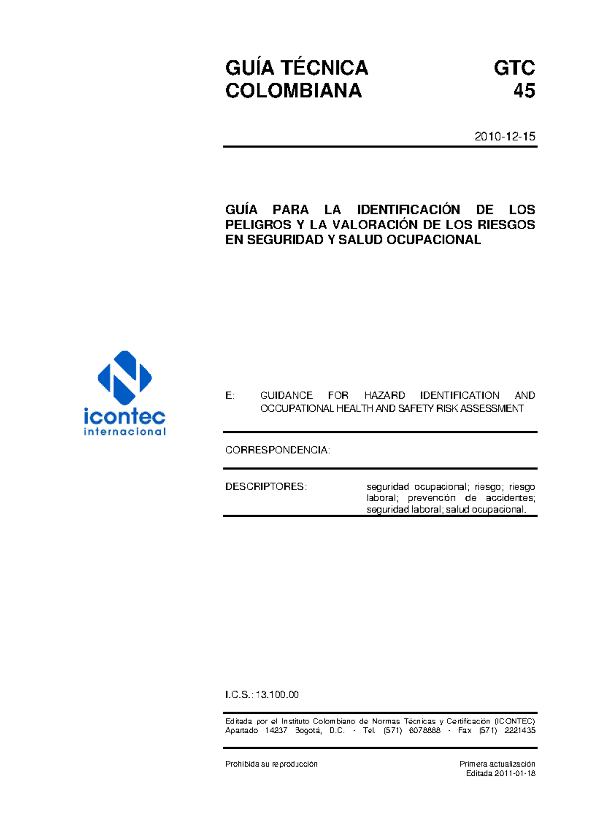 GTC 45 GUIA Tecnicna - GTC 45 - GUÍA TÉCNICA GTC COLOMBIANA 45 2010-12 ...