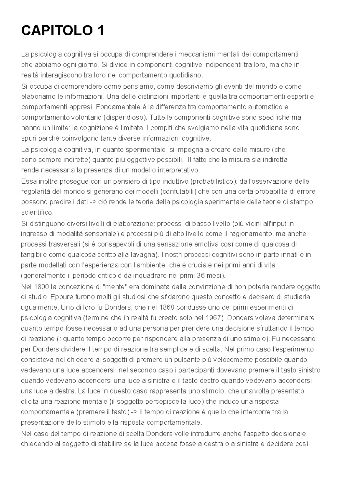 Capitolo 1 - Psicologia Cognitiva Goldstein - CAPITOLO 1 La psicologia ...