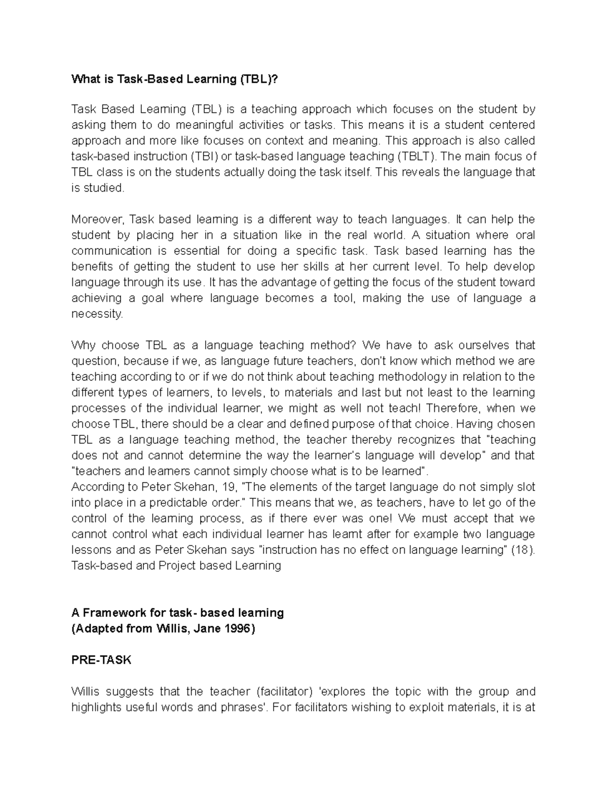 Educ 100 Task based and Project Based Learning - What is Task-Based ...