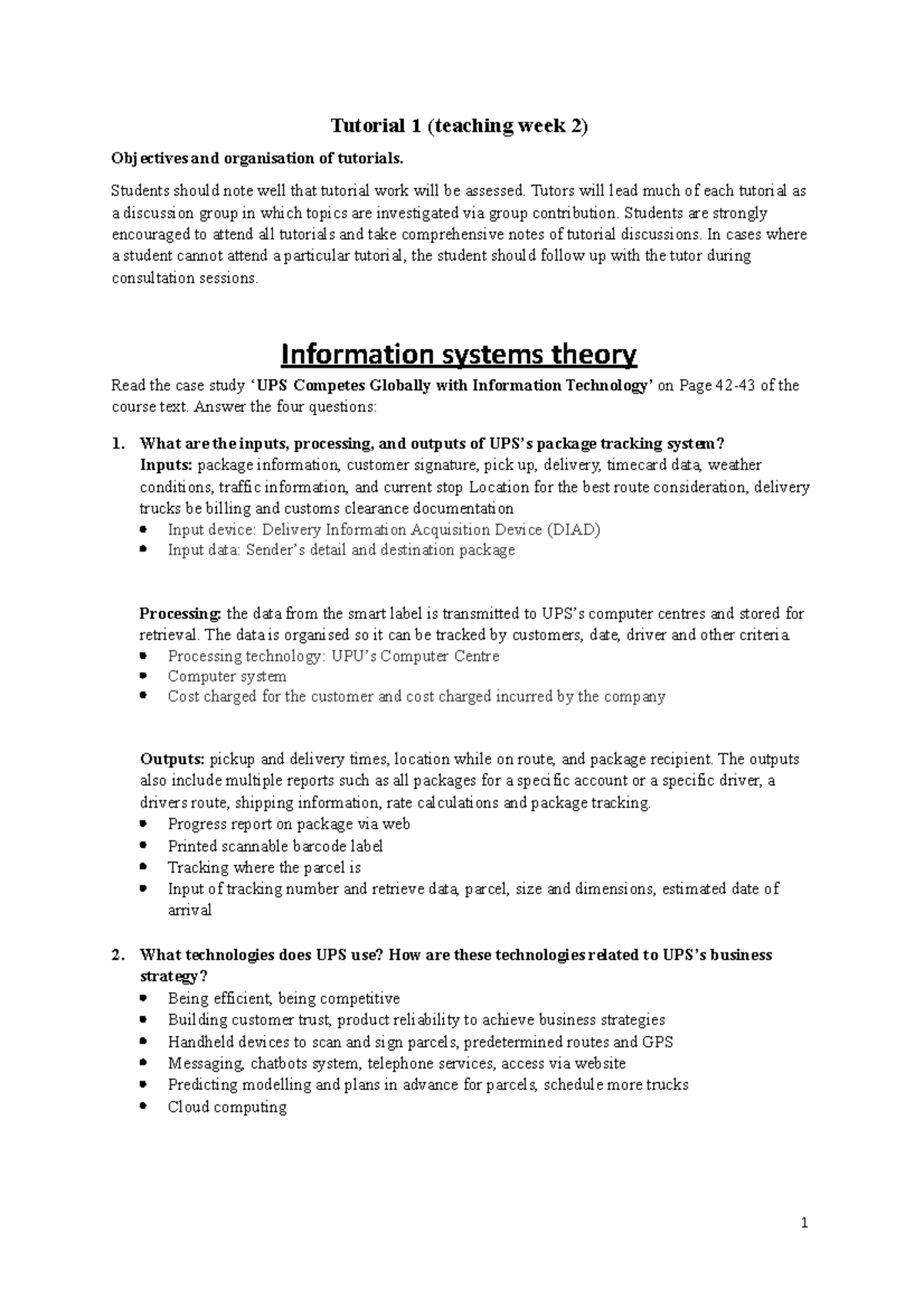Tutorial 1 pre-tutorial tasks - Tutorial 1 (teaching week 2) Objectives and organisation of ...