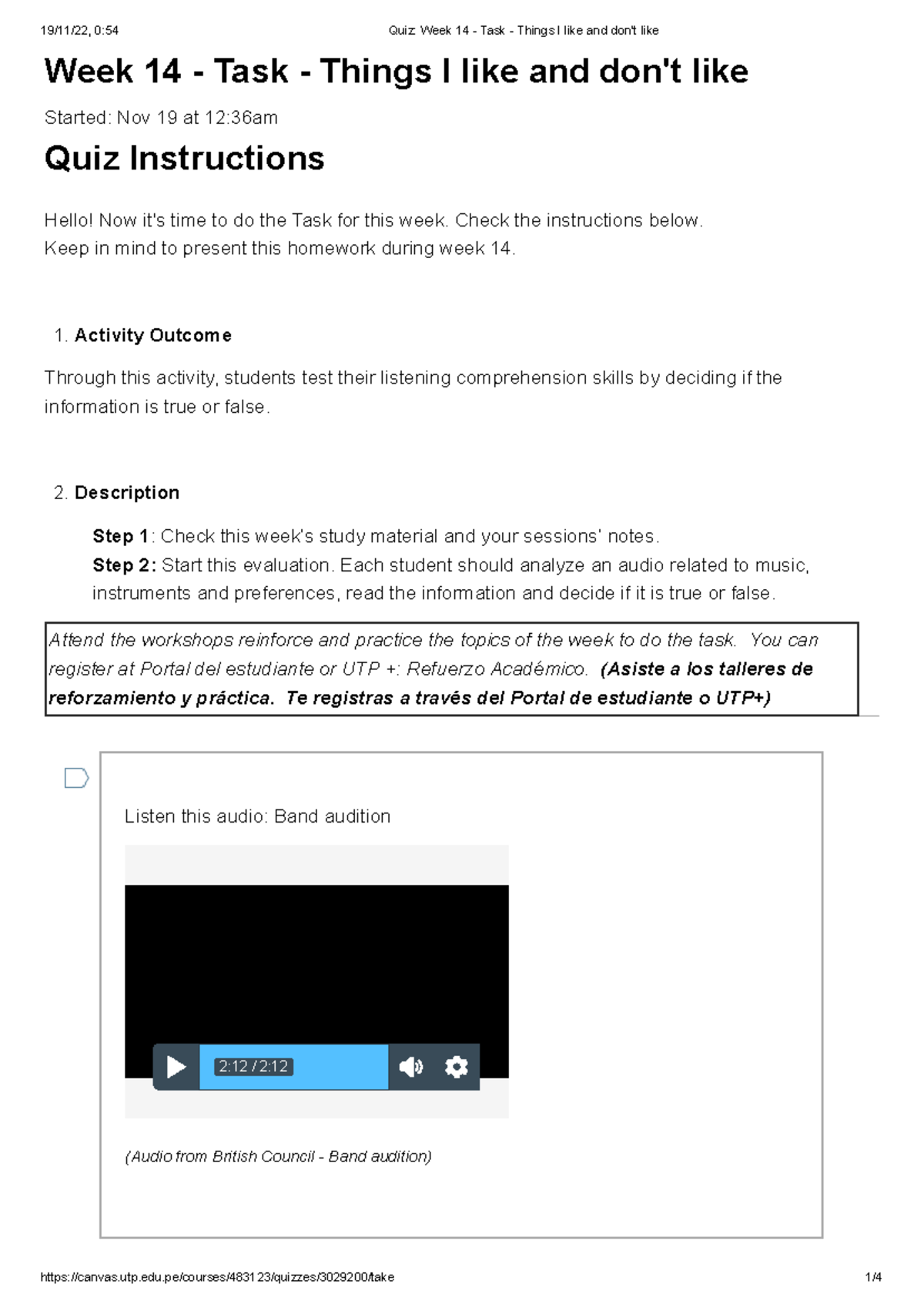 Quiz Week 14 - Task - Things I like and don't like - Week 14 - Task - Things I like and don't ...
