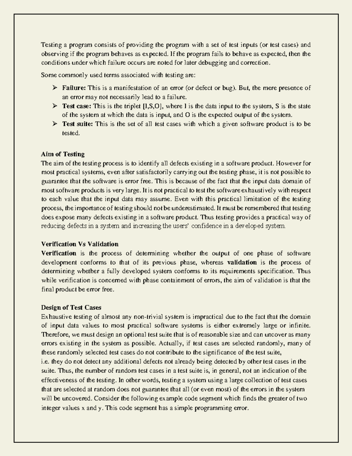 Testing In Software Engineering Testing A Program Consists Of Providing The Program With A Set