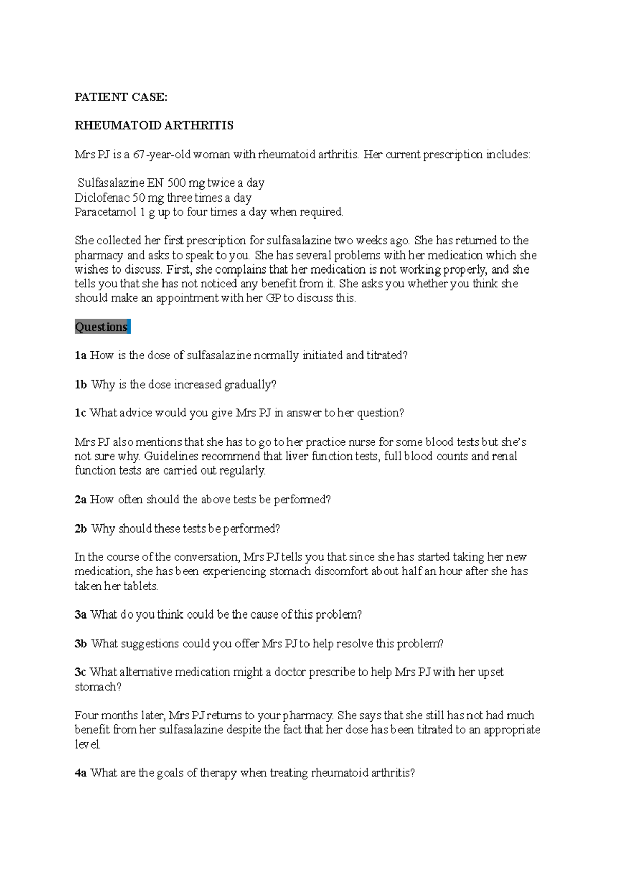 Patient Case- Rheumatoid Arthritis - PATIENT CASE: RHEUMATOID ARTHRITIS ...