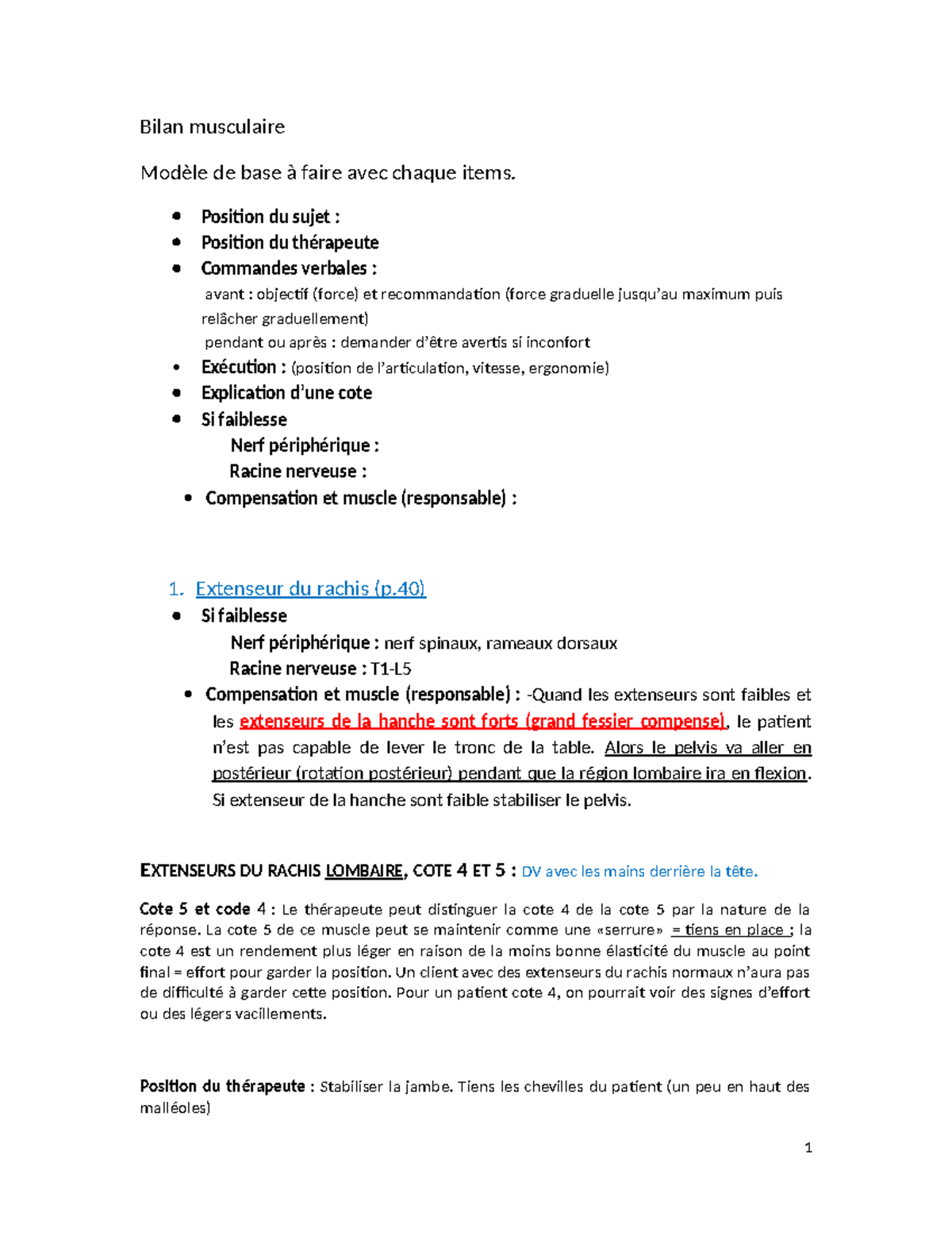 Blian-Révision-final - Bilan musculaire Modèle de base à faire avec ...