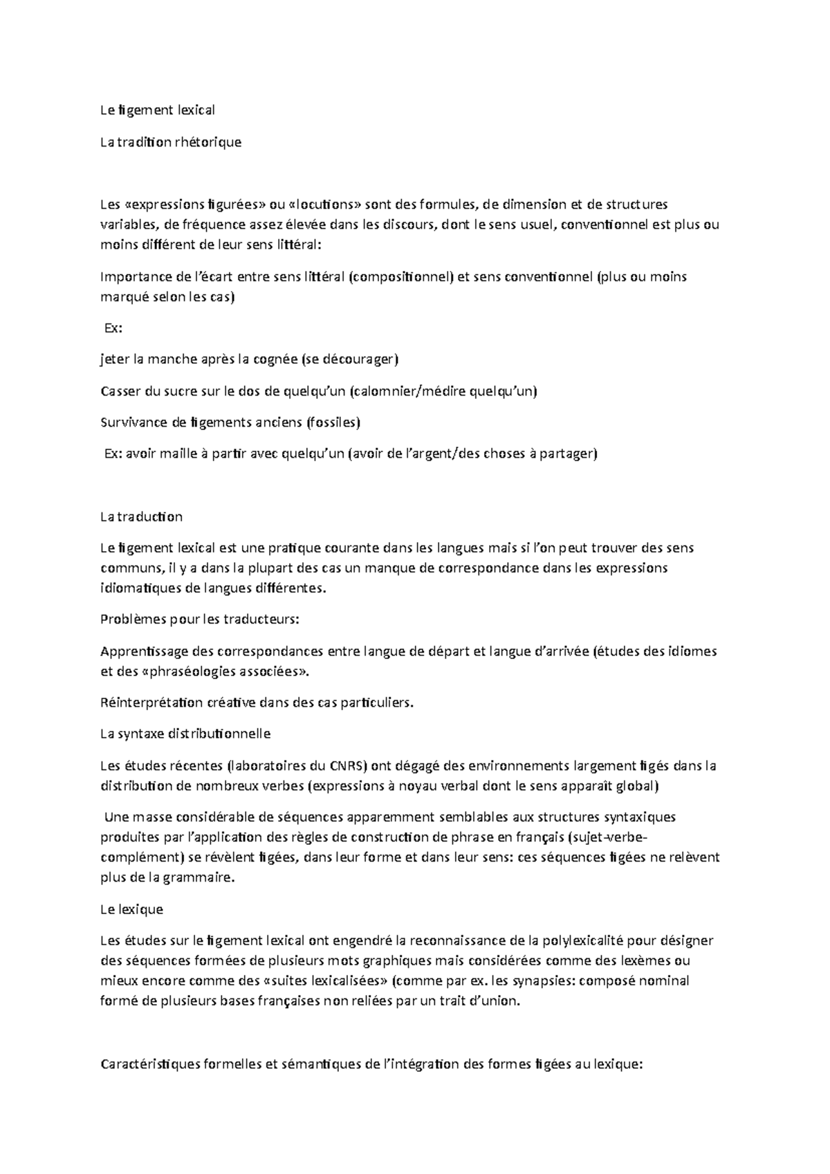 Le figement lexical - Problèmes pour les traducteurs: Apprentissage des ...