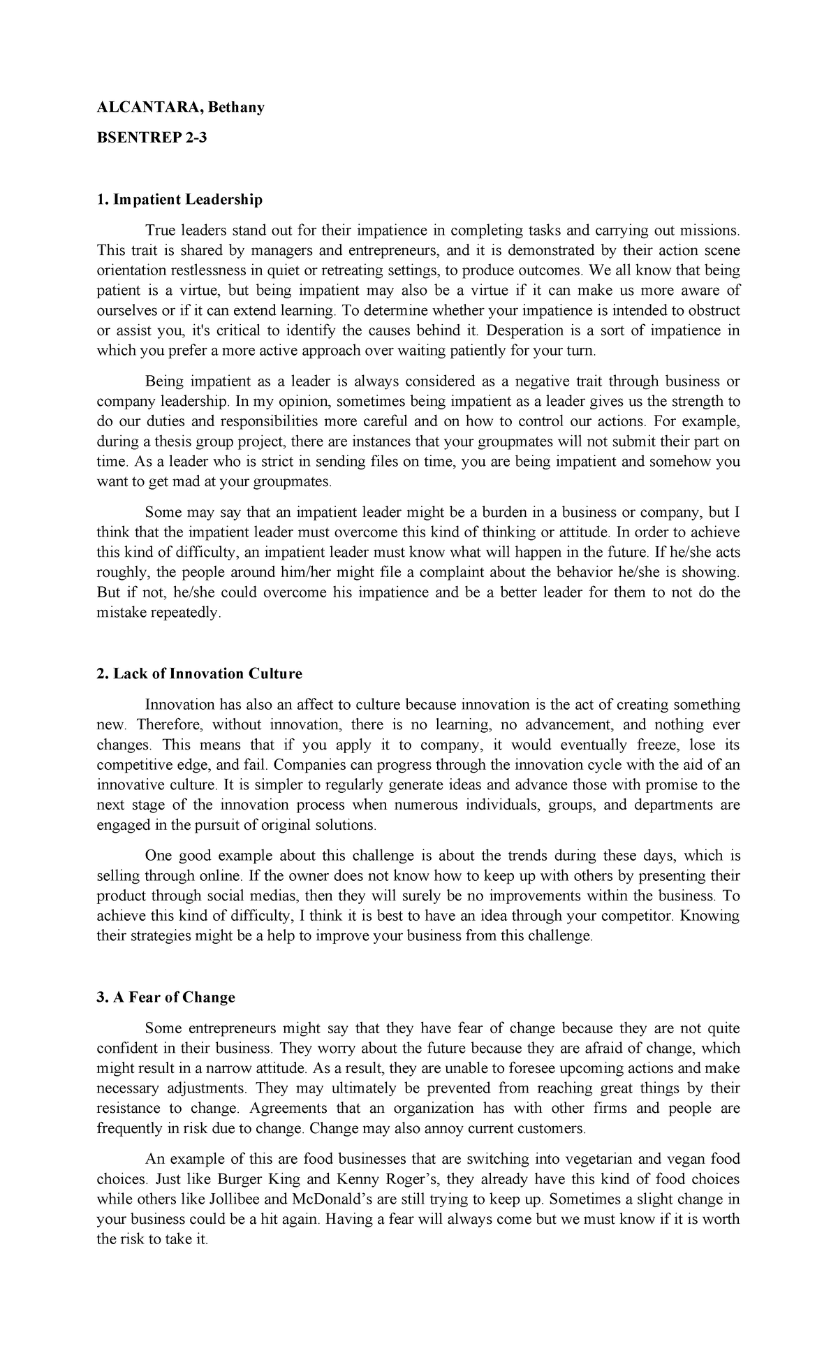 Alcantara, Bethany - Innovation Challenges - ALCANTARA, Bethany ...