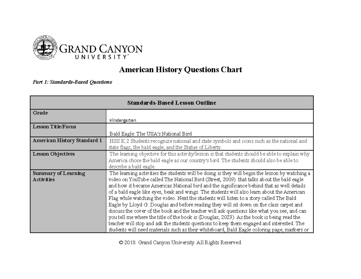 Week 3 assignment - Week 3 lesson plan - American History Questions ...