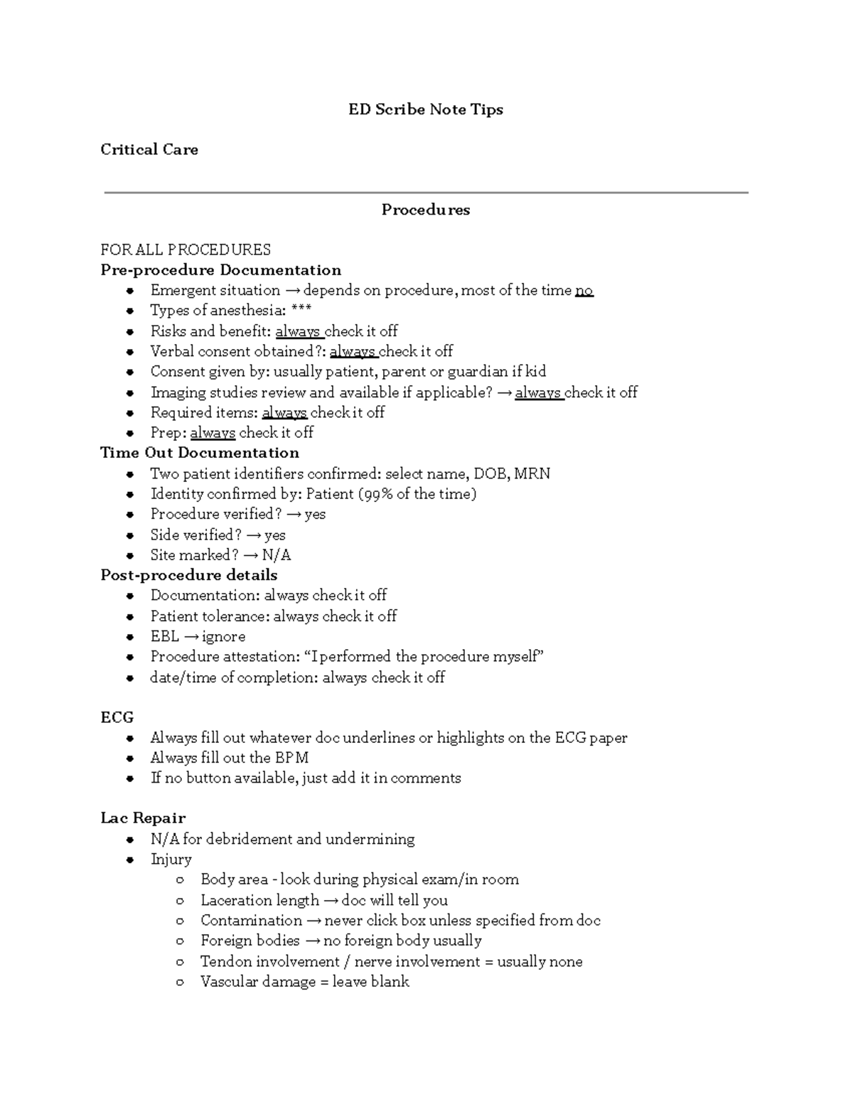 ED Scribe Notes - Studocu
