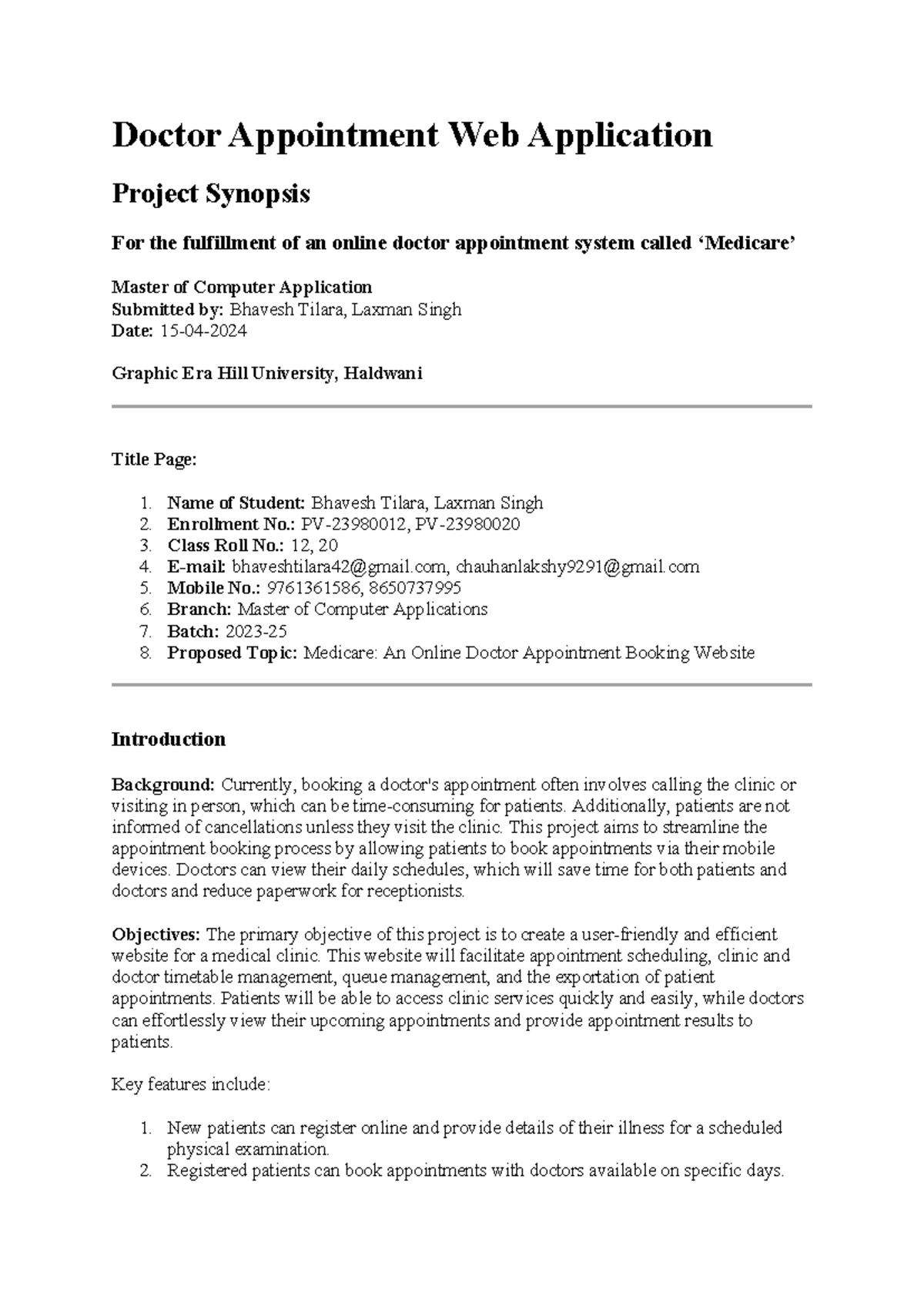 synopsis report of doctor appointment system - Doctor Appointment Web ...