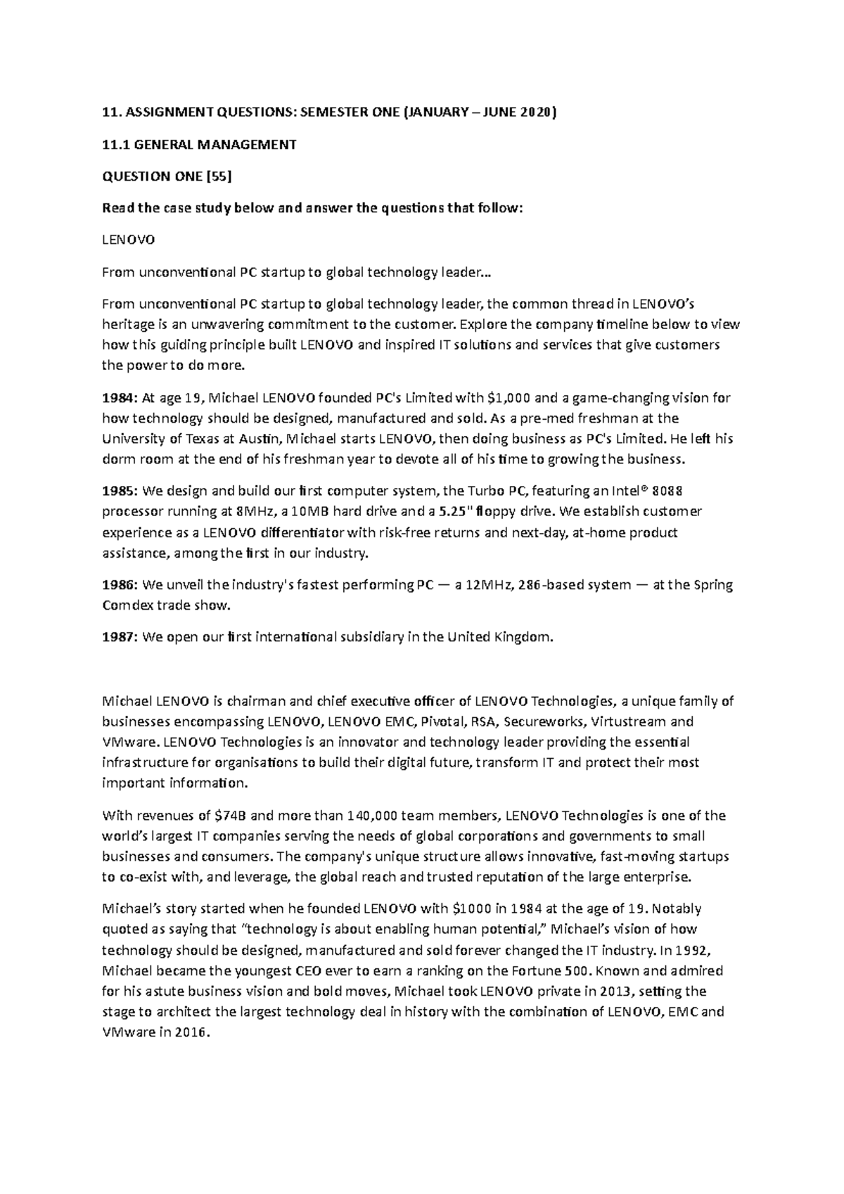 GM Assignment - Assignement info - 11. ASSIGNMENT QUESTIONS: SEMESTER ...