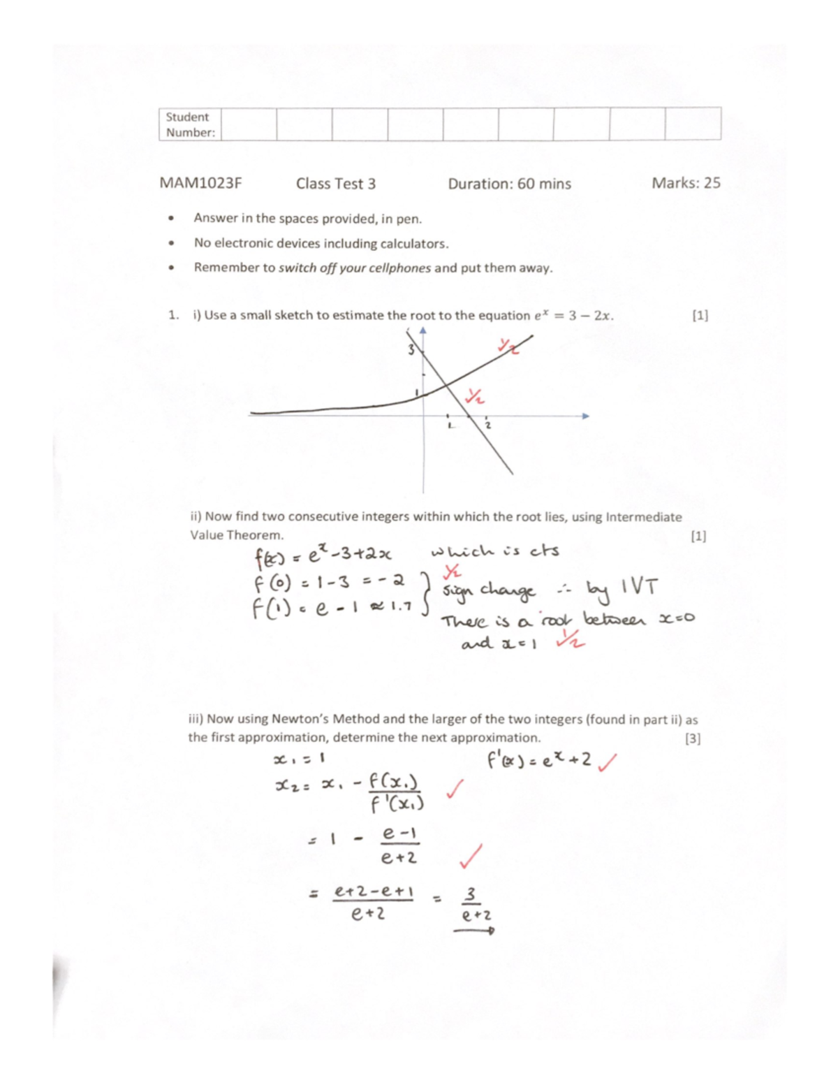 Class Test 3 solutions - MAM1020F - Studocu