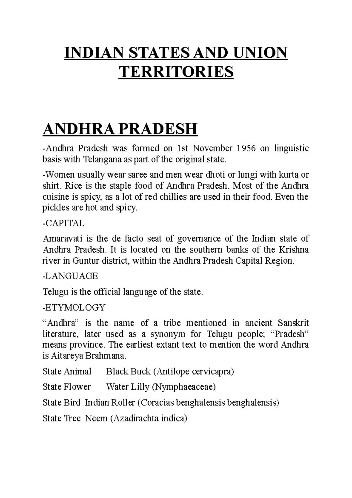 Indian States AND Union Territories - INDIAN STATES AND UNION ...