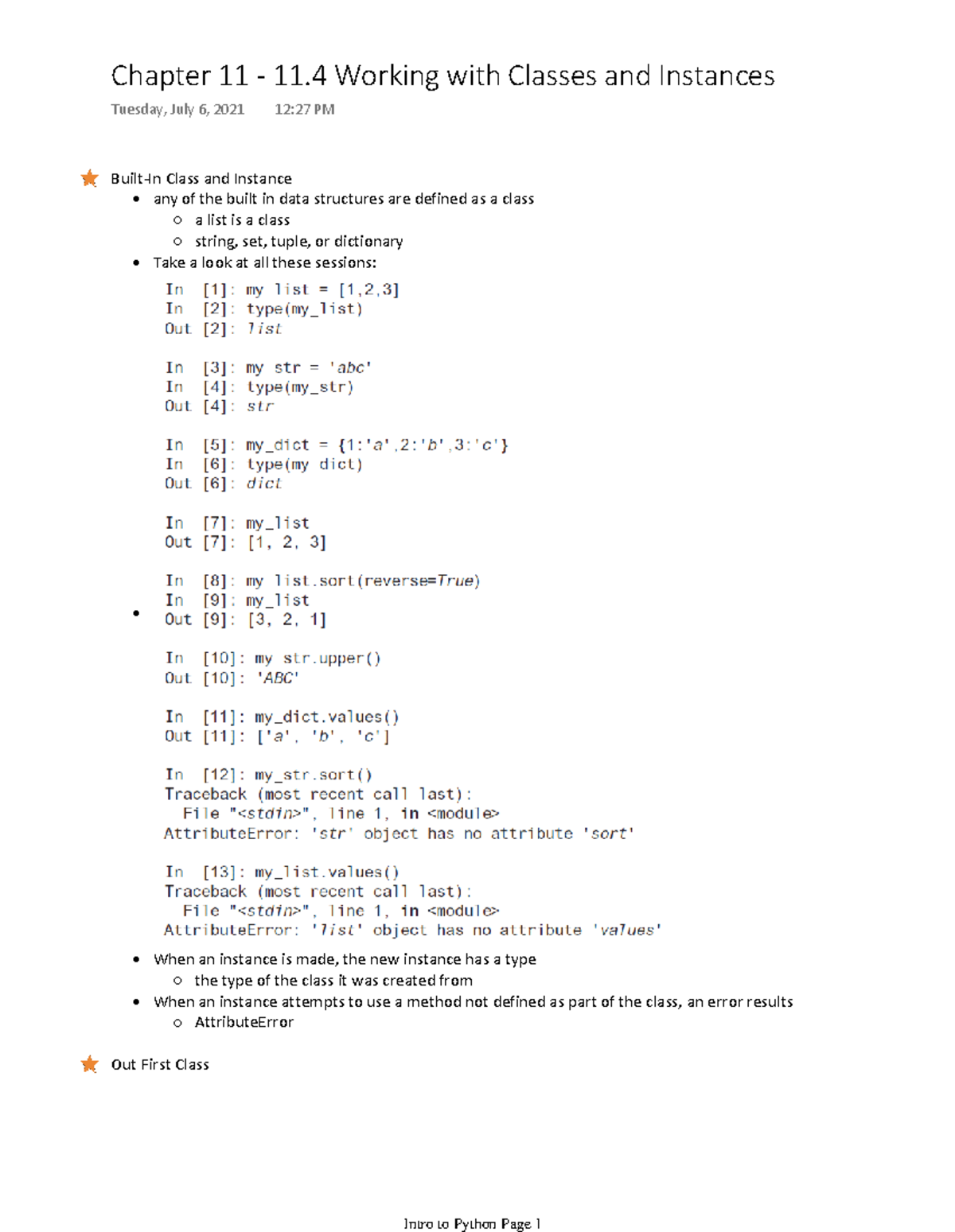 Chapter 11 - 11.4 Working with Classes and Instances - Built-In Class ...