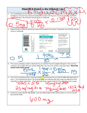 Fundamentals Dosage Calculation Practice Examination - Round answers as ...
