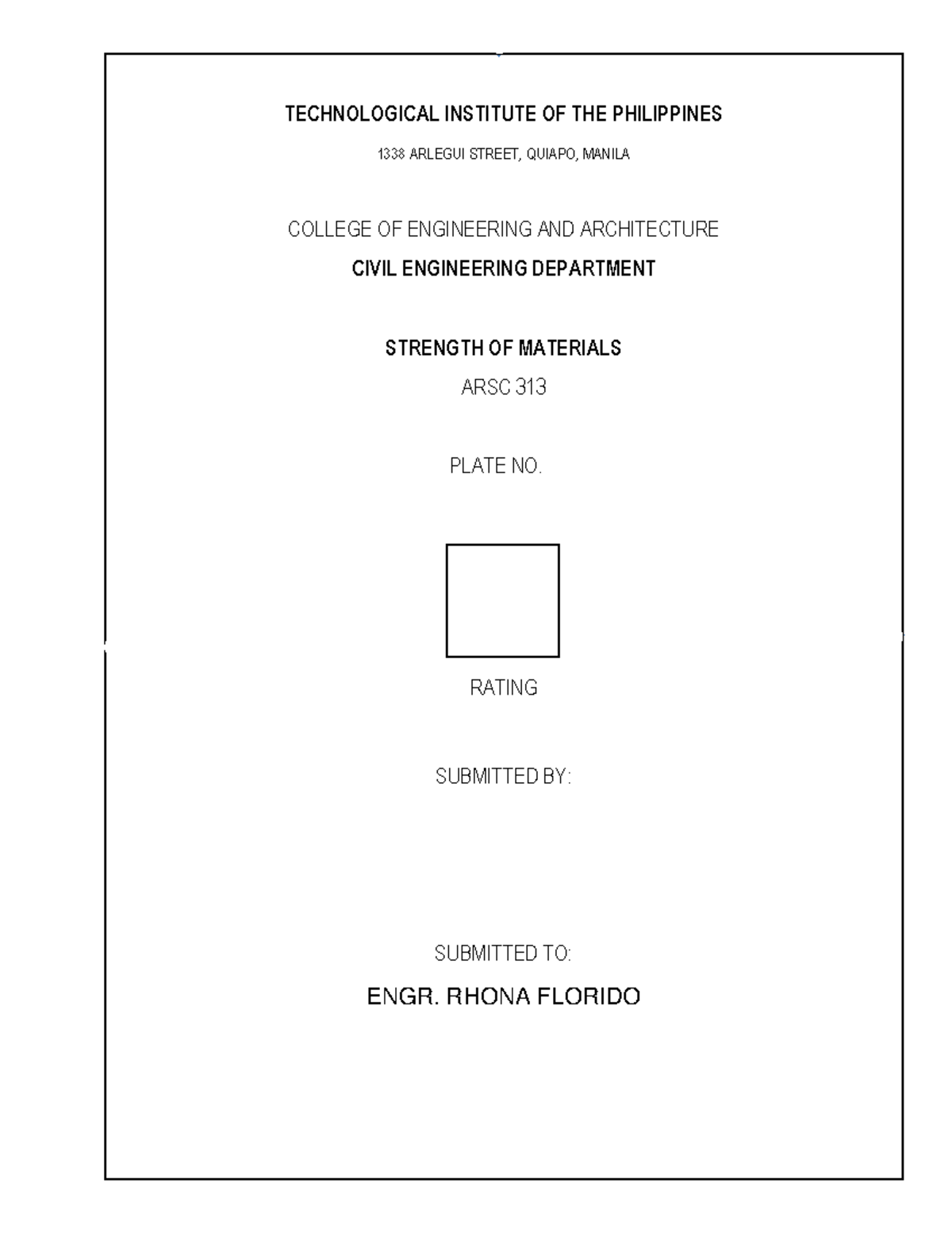 Sample Plate Format - Individual New - 1” 0” 0” 1” x 1” SQUARE BOX 0 ...